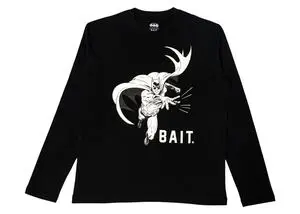 BAIT X Batman Batarang Glow In The Dark Long Sleeve Tee Shirt - Black