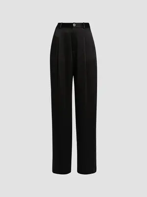 Lapointe Satin Pleated Straight-leg Pants