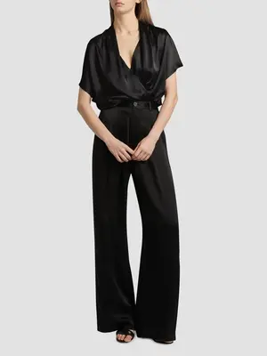 Lapointe Satin Pleated Straight-leg Pants