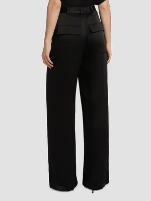 Lapointe Satin Pleated Straight-leg Pants