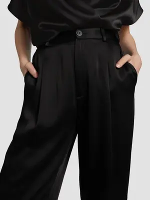 Lapointe Satin Pleated Straight-leg Pants