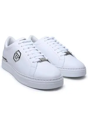 Philipp Plein Hexagon Leather Sneakers - White