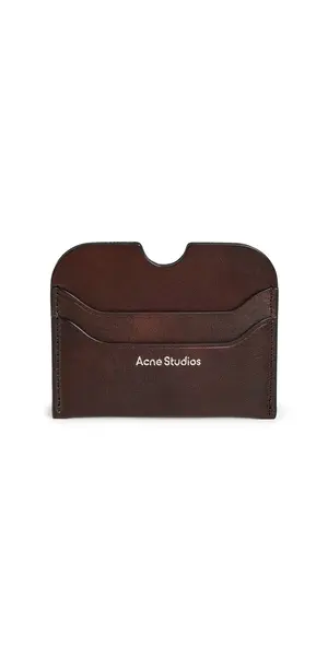 Acne Studios Elmas Aged Leather Card Case - Dark Brown