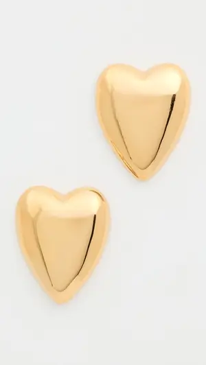 ADINA EDEN Solid Puffy Heart Stud Earrings - Gold