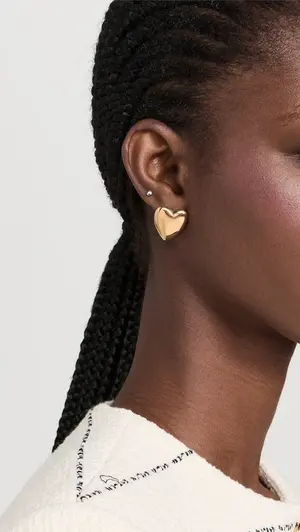 ADINA EDEN Solid Puffy Heart Stud Earrings - Gold