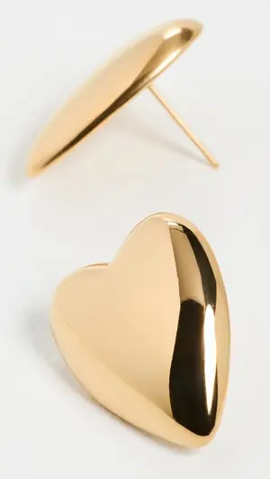 ADINA EDEN Solid Puffy Heart Stud Earrings - Gold