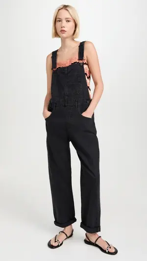 Free People Ziggy Denim Overalls - Mineral Black