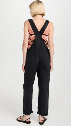 Free People Ziggy Denim Overalls - Mineral Black