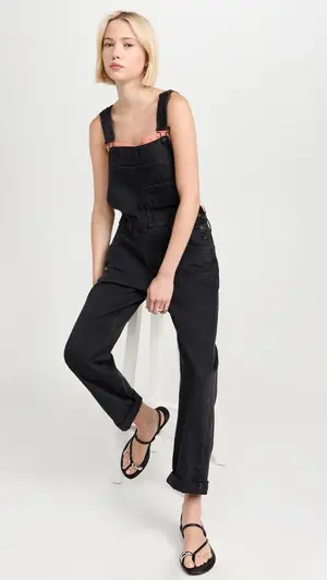 Free People Ziggy Denim Overalls - Mineral Black