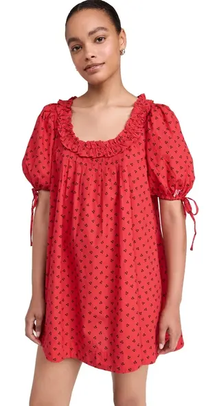 DAMSON MADDER Jemima Ruffle Mini Dress - Red Cherries