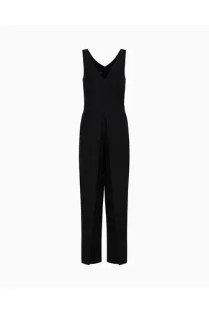 Emporio Armani Technical Cady Jumpsuit With Oversized Slit Black