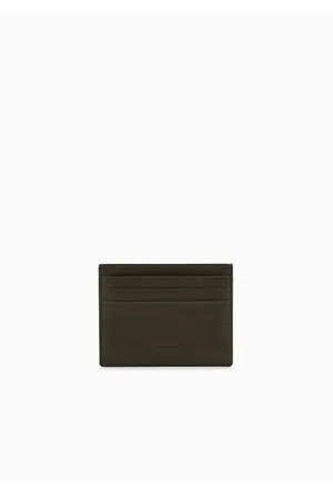 Giorgio Armani Credit Card Holder In Nappa Leather With An Embossed Logo Green