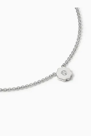 ETIQ Garden Diamond And Silver Pendant Necklace - Floral