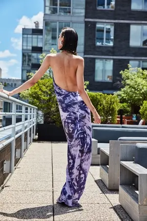 Yigal Azrouël Abstract Printed Italian Silk Maxi Dress