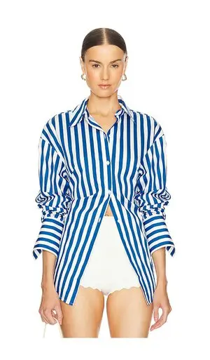 SIMONMILLER Loch Button-up Shirt - Blue Stripe
