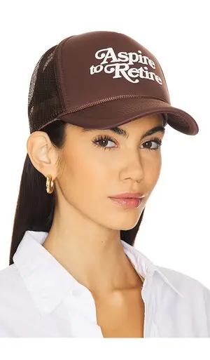 MOTEL MARGARITA Aspire Script Trucker Hat In Brown - Espresso