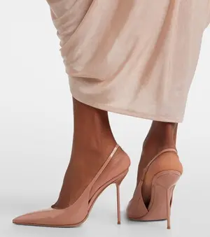 Paris Texas Lidia 105 Patent Leather Slingback Mule - Pink