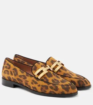 AQUAZZURA Brandi Leopard-print Leather Loafers - Orange