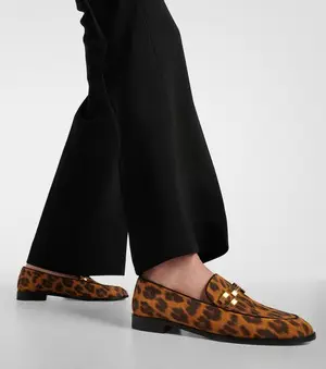 AQUAZZURA Brandi Leopard-print Leather Loafers - Orange