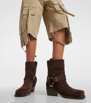 Paris Texas Roxy 45 Suede Biker Boots - Brown