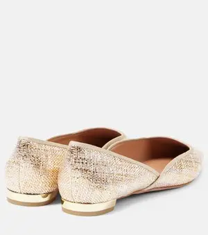 AQUAZZURA Maia Canvas Ballet Flats - Gold