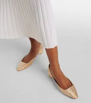 AQUAZZURA Maia Canvas Ballet Flats - Gold
