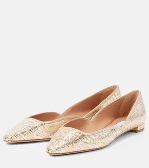 AQUAZZURA Maia Canvas Ballet Flats - Gold