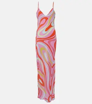 Emilio Pucci Marmo Silk Slip Dress - Pink