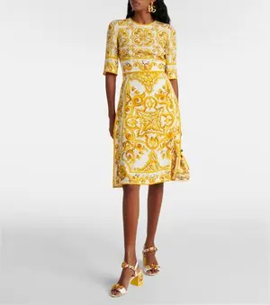 Dolce & Gabbana Majolica Print Silk-blend Charmeuse Midi Dress