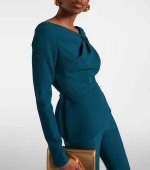 Safiyaa Manya Gathered Crêpe Top - Green