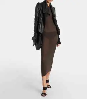 Rick Owens Jersey Midi Dress - Brown