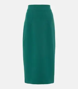 Safiyaa Hokuku Crêpe Pencil Skirt - Green