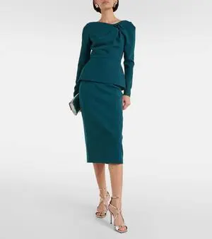 Safiyaa Hokuku Crêpe Pencil Skirt - Green
