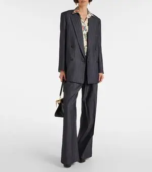 Etro Pleated Wool-blend Wide-leg Trousers