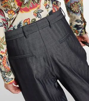Etro Pleated Wool-blend Wide-leg Trousers