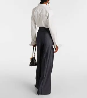 Etro Pleated Wool-blend Wide-leg Trousers - Blue