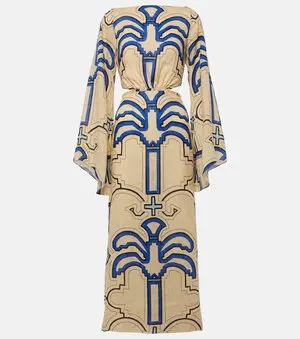 Johanna Ortiz Linen Midi Dress - Yellow