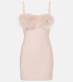 Blumarine Feather-trimmed Minidress - Silver