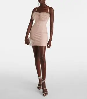 Blumarine Feather-trimmed Minidress