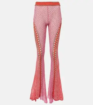 ROBERTA EINER Open-knit Flare Trousers - Red