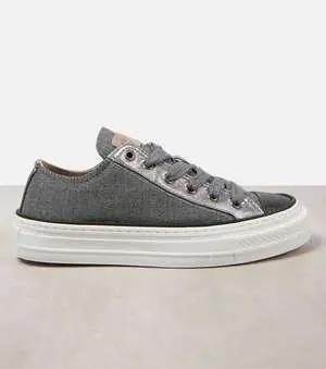 Brunello Cucinelli Monili Leather-trimmed Sneakers