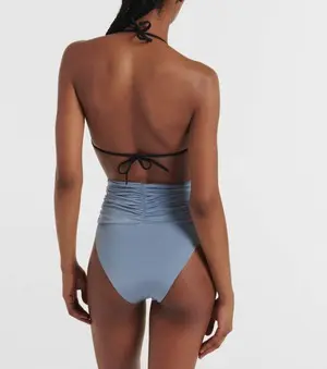 Magda Butrym Floral-appliqué High-rise Bikini Bottom - Blue