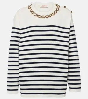 Valentino Garavani Embroidered Cotton Sweater - Blue