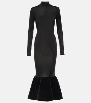 David Koma Flounced Jersey Midi Dress