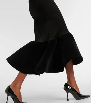 David Koma Flounced Jersey Midi Dress