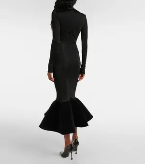 David Koma Flounced Jersey Midi Dress