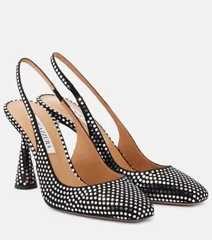 AQUAZZURA Amore Embellished Slingback Pumps - Black