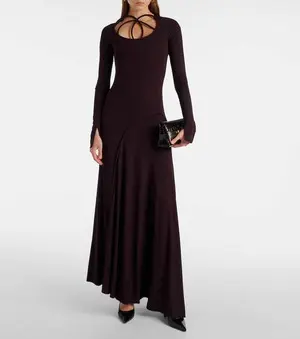 Victoria Beckham Asymmetric Jersey Gown - Purple