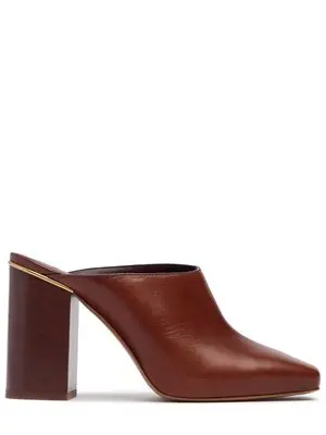 Chloé CHLOÉ 100mm Ambre Leather Mules - Cognac Brown