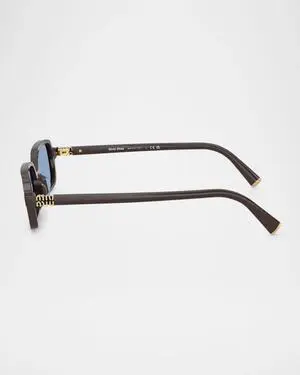 Miu Miu Miu Miu MU 11ZSF Rectangle Sunglasses Light Blue